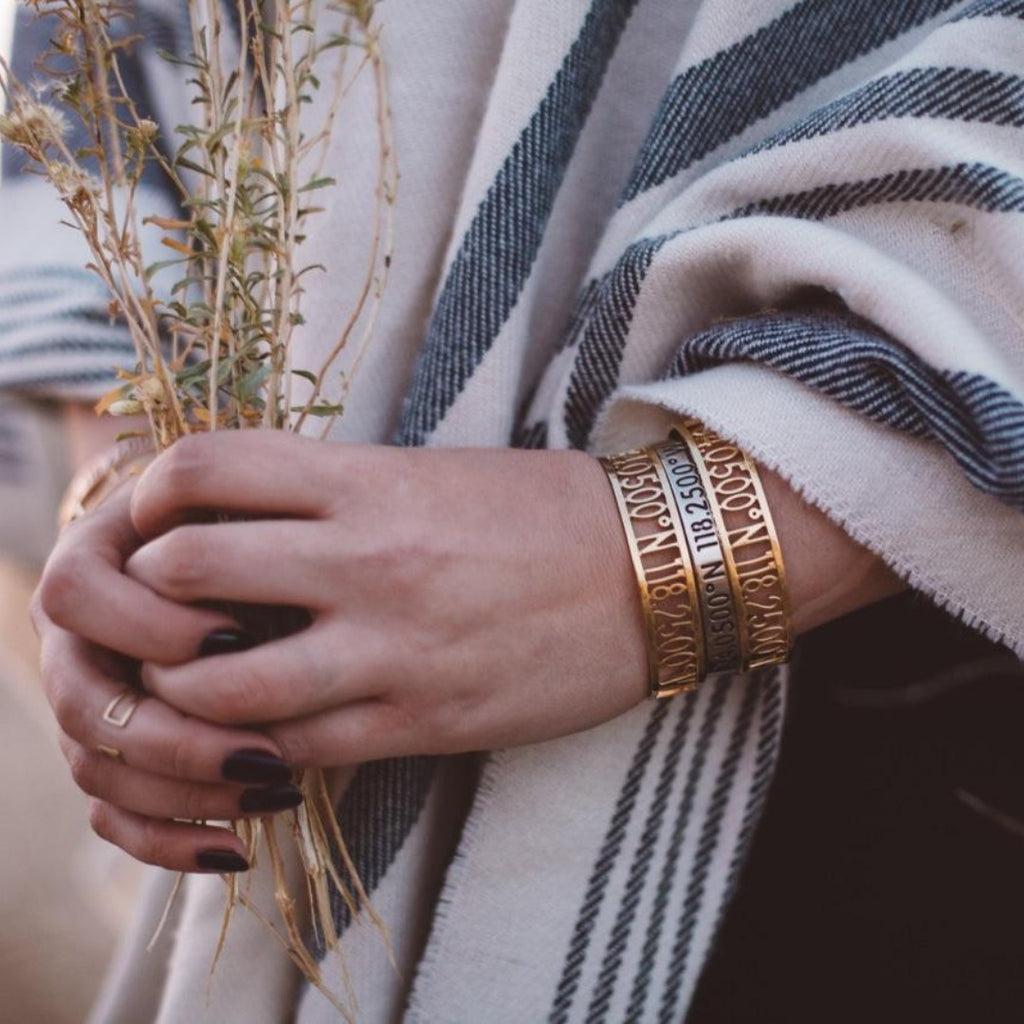 Open Air Bracelet 15mm - Negative Space Cuff with Custom Coordinates