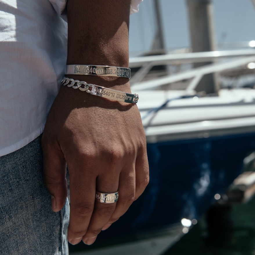 Delta Cuff Bracelet - Classic Unisex Cuff with Custom Coordinates